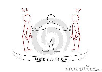 Mediator and Two Persons Handshaking Isolated on the White Background ...