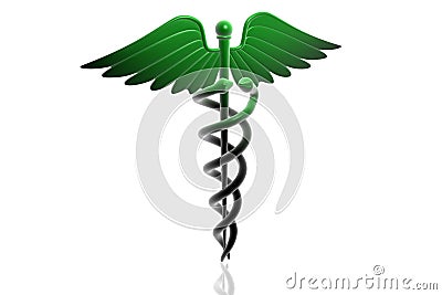 MEDICAL CADUCEUS SIGN In Green Stock Image - Image: 13498301
