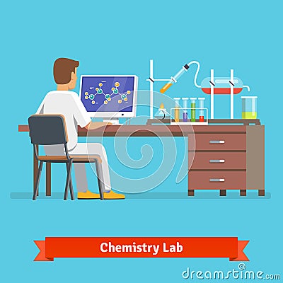Medical Chemistry Lab Worker Researching Vector Illustration ...