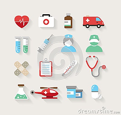 Medical Icons In Flat Design Style Stock Vector - Image: 43680913