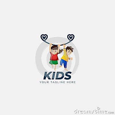Medical Love Kids Playing Together Logo Vector Illustration ...