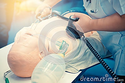 The Medical Team Is Practicing Saving Lives With Models And Using ...