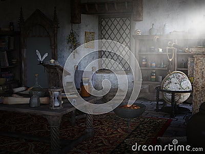 Medieval Alchemist Lab, Laboratory, Background Stock Image ...