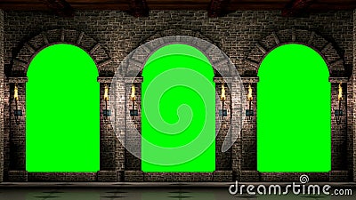 Medieval Arches with Green Screen Stock Footage - Video of light ...