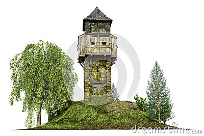 Medieval Fantasy Watchtower, 3D Illustration, 3D Rendering Royalty-Free ...