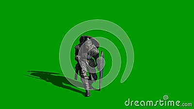 Medieval Knight Fighting with Swords and Shield Isolated on Green ...