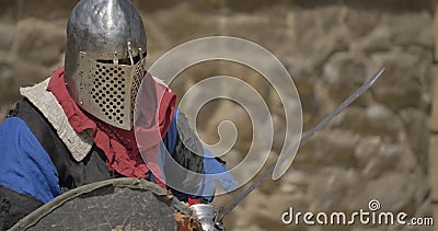 Medieval Tournament. Two Strong Warrior Knights Fighting at Arena Stock ...