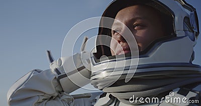 Astronaut Opening Helmet on Mars Stock Footage - Video of scifi ...