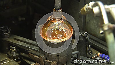 A man forming glass stock footage. Video of object, temperature - 113735112