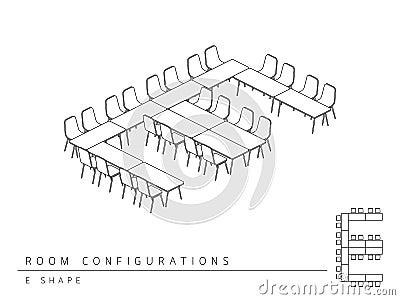 Meeting Room Setup Layout Configuration E Shape Style Vector ...