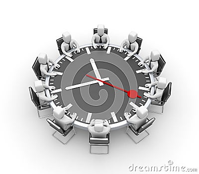 Meeting. Table In The Form Of Clock Stock Illustration - Image: 54738406