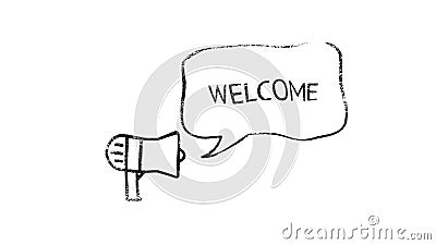 Megaphone with Speech Bubble Welcome Text Chroma Key Animation Stock ...