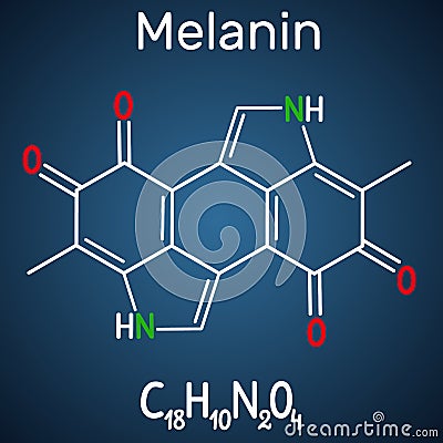 Melanin Molecule. Structural Chemical Formula And Molecule Model On The ...
