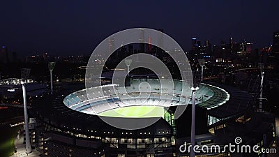 Melbourne Cricket Ground (MCG) Stadium Lighted Up at Night Stock Video ...