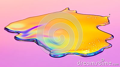 Melting Holographic Blob With Reflective Surface On Gradient Background ...