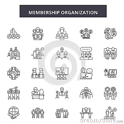Membership Organization Line Icons, Signs, Vector Set, Linear Concept ...