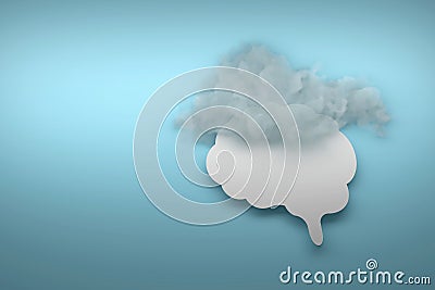 Mental Brain Fog Illustration With Human Brain Outline With Realistic ...