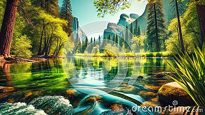 Merced River In Yosemite National Park During Spring Royalty-Free Stock ...