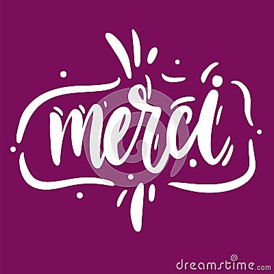 Merci Logo Hand Drawn Vector Lettering. Vector Illustration Sketch ...