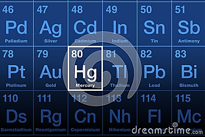 Mercury On Periodic Table Of The Elements, Heavy Metal With Symbol Hg ...