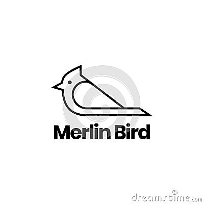 Merlin Bird Minimal Logo Design Cartoon Vector | CartoonDealer.com ...