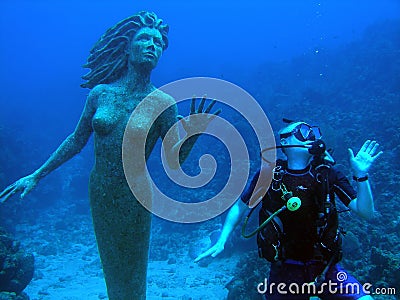 Mermaid And Diver Royalty Free Stock Photos - Image: 7768958