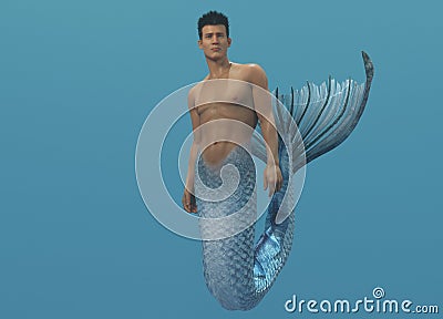 3D Render: A Merman Creature Is Swimming Under The Sea Royalty-Free ...