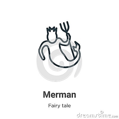 Merman Outline Vector Icon. Thin Line Black Merman Icon, Flat Vector ...