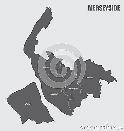 Merseyside County Administrative Map Vector Illustration ...