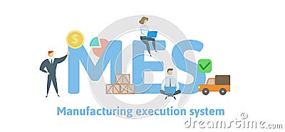 MES, Manufacturing Execution System. Concept With Keywords, Letters And ...
