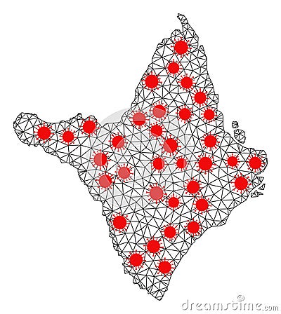 Mesh Polygonal Map Of Amapa State With Red Infectious Items Cartoon ...