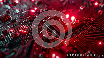 A Mesmerizing Closeup Of A Pulsating Red LED Light On A Circuit Board ...