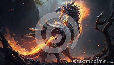 A Mesmerizing Creature Of Fire Myth And Legend Alight Fantasy Art. AI ...