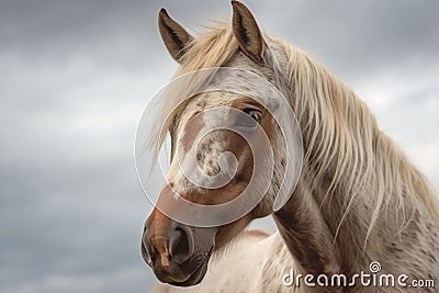Mesmerizing Horse's Gaze Pierces Through Cloudy Sky, Windswept Mane ...