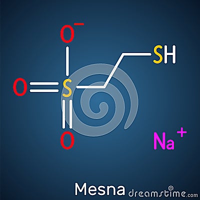 Mesna Drug Molecule. Structural Chemical Formula On The Dark Blue ...