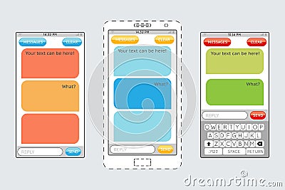 Message Boxes For Messaging On Mobile Phones Stock Vector - Image: 61441619