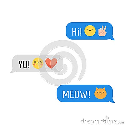 Messages With Cute Emoji And Text. Part One. Stock Vector - Image: 76326958