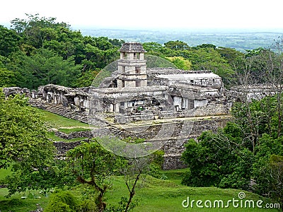 Messico Chiapas, Palenque, Panoramic View Of The Temple Royalty-Free ...