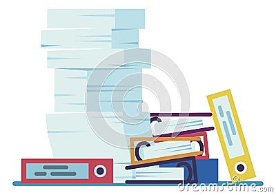 Messy Documents Pile. Unorganized Paper Sheets And File Binders Vector ...