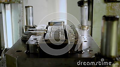 Metal Bending Machine in Process, Bending Small Metal Sheets. Stock ...