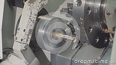 Metal Blank Machining Process on Lathe with Cutting Tool Stock Video ...