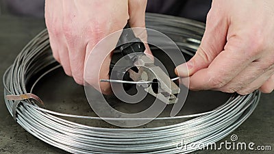 Metal Copper Wire on the Spool in Hand. Close Up. Stock Video - Video ...