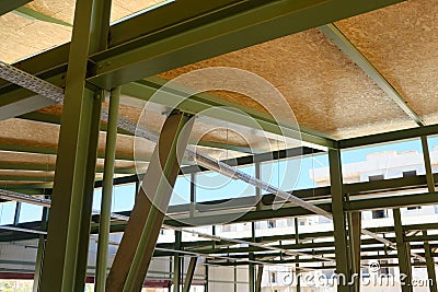 Metal Framework Of Hangar. Metal Supporting Structures. Beams And ...