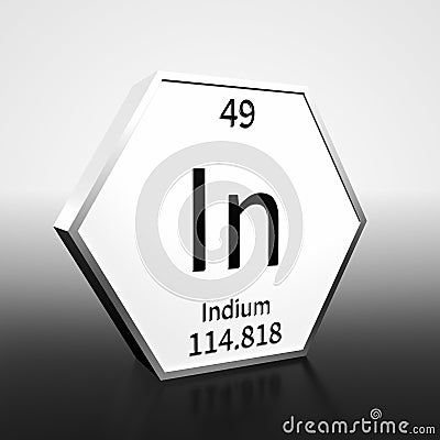 Periodic Table Element Indium Rendered Black On White On White And ...