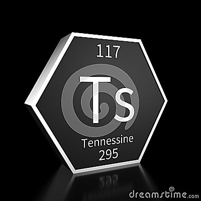 Periodic Table Element Tennessine Rendered Metal On Black On Black ...