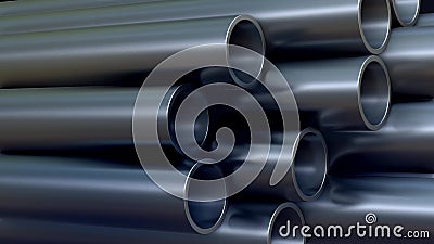 Metal Pipes with Reflections. 3d Animation. UltraHD 1080. Steel Pipes ...