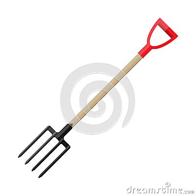 Metal Pitchfork. Hayfork Tool With Plastic Handle Cartoon Vector ...