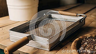 Metal Sifting Tray With Wooden Handle Stock Photo | CartoonDealer.com ...