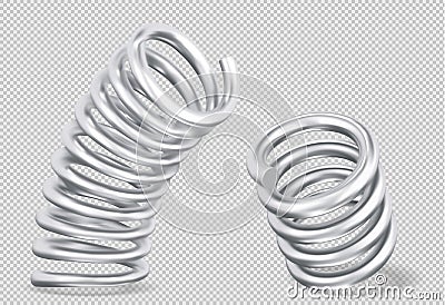Metal Spring Silver Realistic Set With Swirls Isolated Vector ...