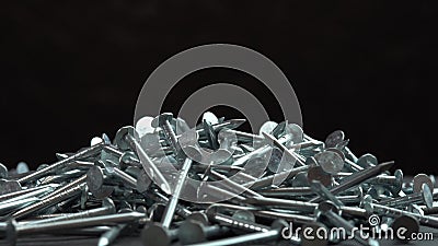 Metal Steel Nails for Construction Work Falling on a Rotating Surface ...